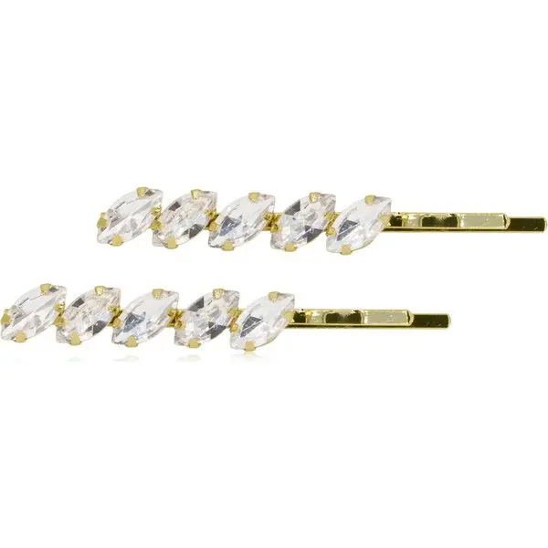 Brides & Hairpins Payton Crystal Hair Clips Set Of 2 - Gold