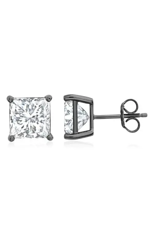 CRISLU Square Cubic Zirconia Stud Earrings - Black Rhodium