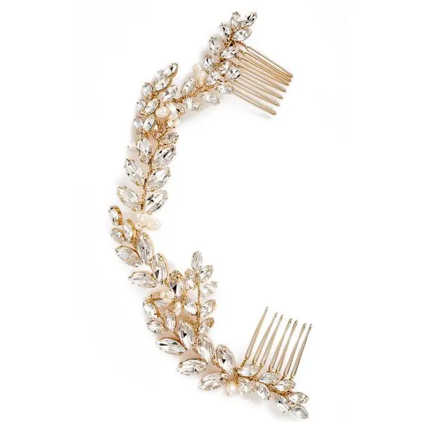 Brides & Hairpins Abrielle Crystal & Pearl Headpiece - Gold