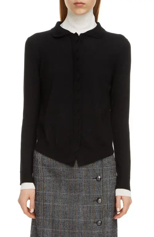 Chloé Wool Blend Cardigan With Scalloped Placket