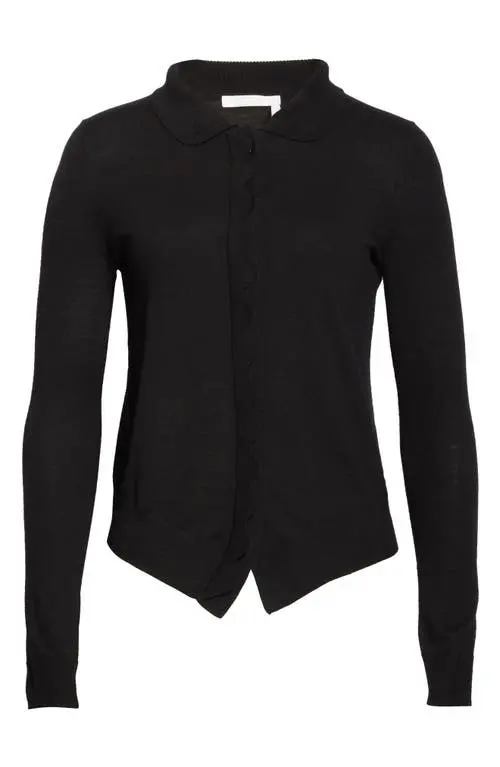 Chloé Wool Blend Cardigan With Scalloped Placket