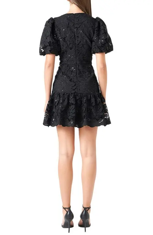 Endless Rose Sequin Lace Fit & Flare Minidress - Black