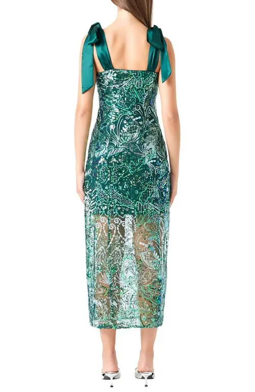Endless Rose Sequin Cocktail Dress With Tie Shoulder Detail