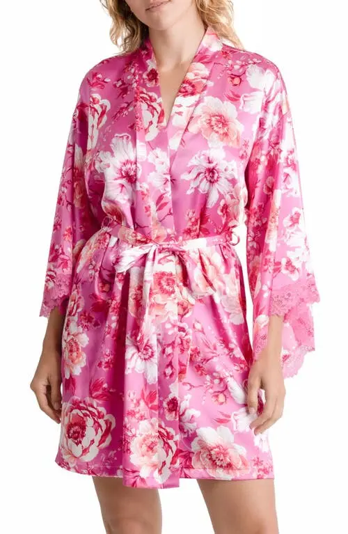 IN BLOOM BY JONQUIL My Valentine Floral Satin Wrap Robe - Hot Pink