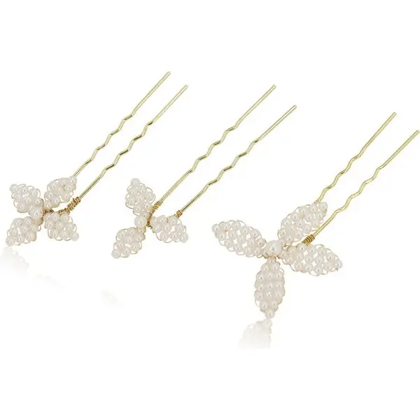 Brides & Hairpins Gisella Imitation Pearl Hair Pins Set Of 3 - Gold