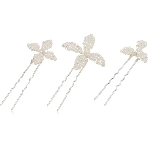 Brides & Hairpins Gisella Imitation Pearl Hair Pins Set Of 3 - Silver