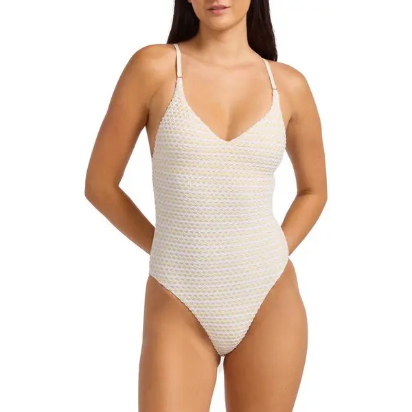 Seafolly Mesh Effect One-piece Swimsuit - Ecru