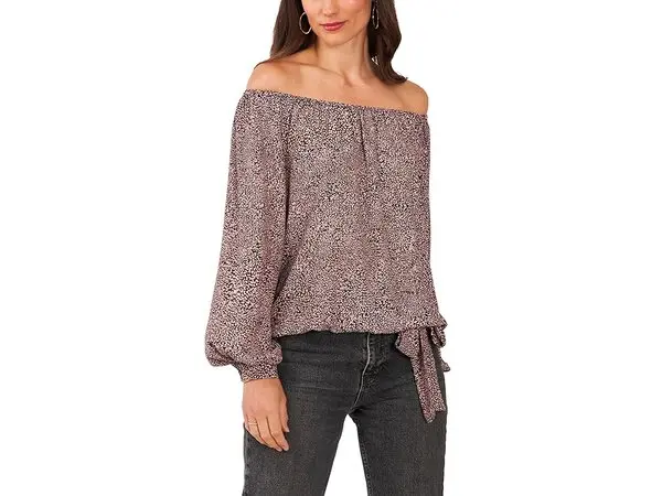 Vince Camuto Long Sleeve Off-the-shoulder Blouse - Black