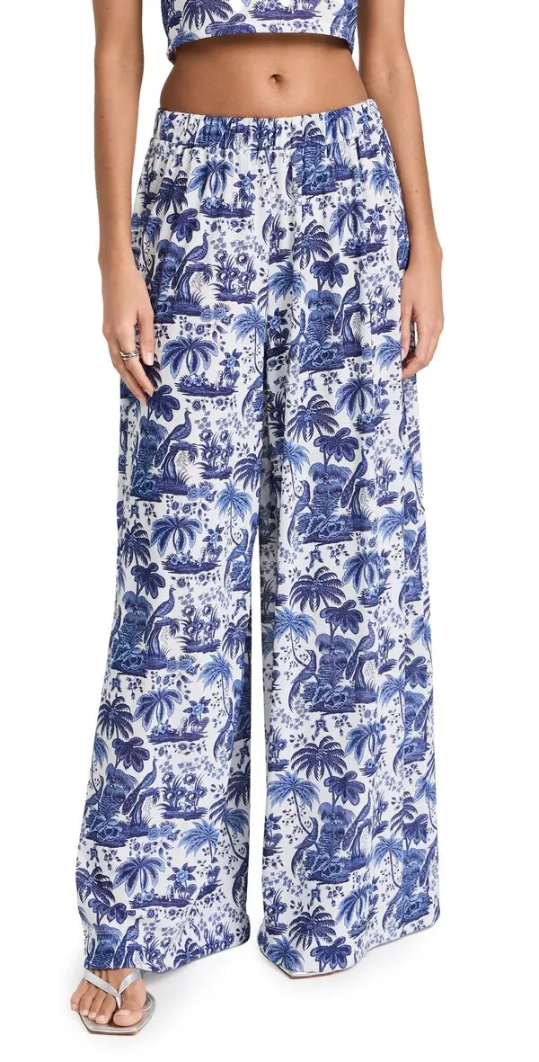 Staud Marza Printed Pants - Blue Toile