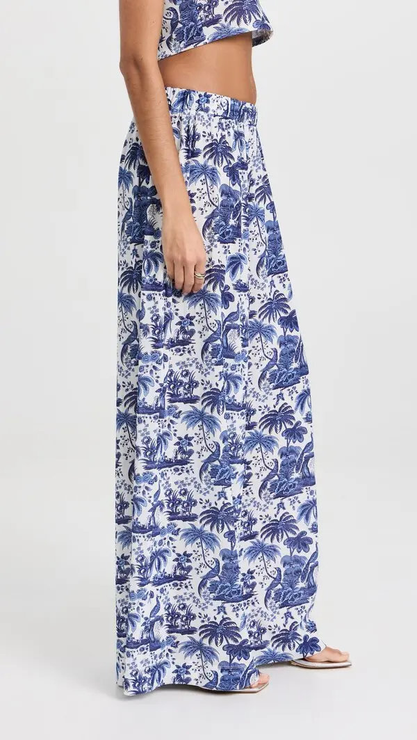 Staud Marza Printed Pants - Blue Toile