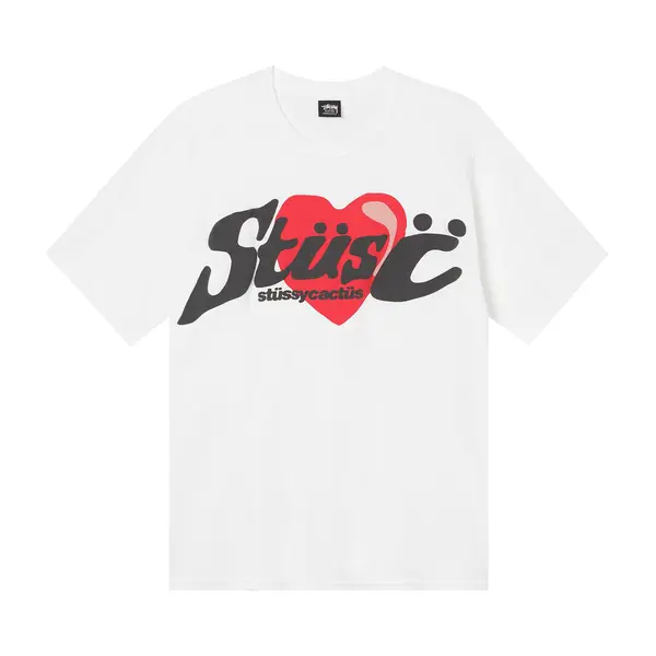 StÜssy X Cactus Plant Flea Market Heart Tee - White
