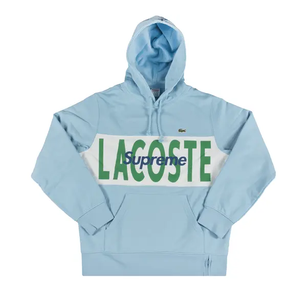 Supreme X Lacoste Logo Panel Hooded Sweatshirt - Blue