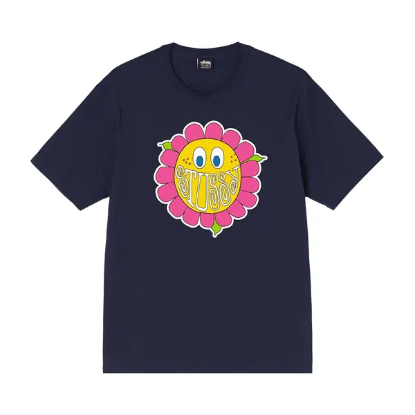 StÜssy Happy Flower T-shirt 'navy - Blue