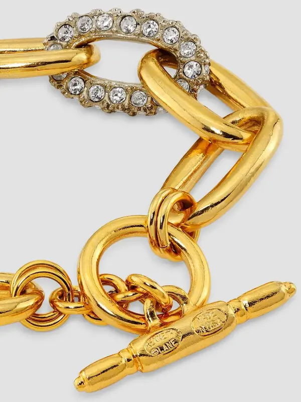 KENNETH JAY LANE 22k -plated & Glass Crystal Toggle Bracelet