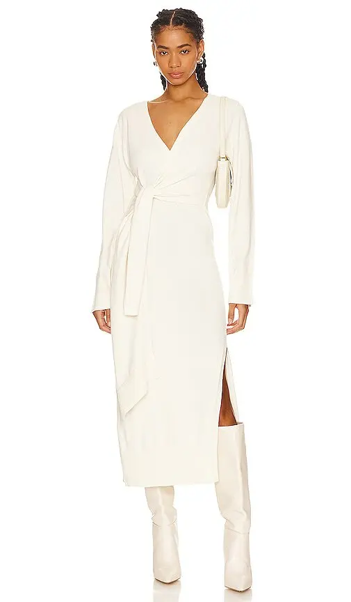 Simkhai Skyla Loungewear Knit Wrap Dress - Ivory | Editorialist
