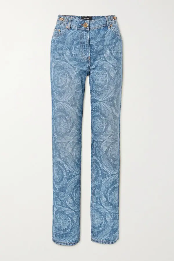 Versace Printed High-rise Straight-leg Jeans