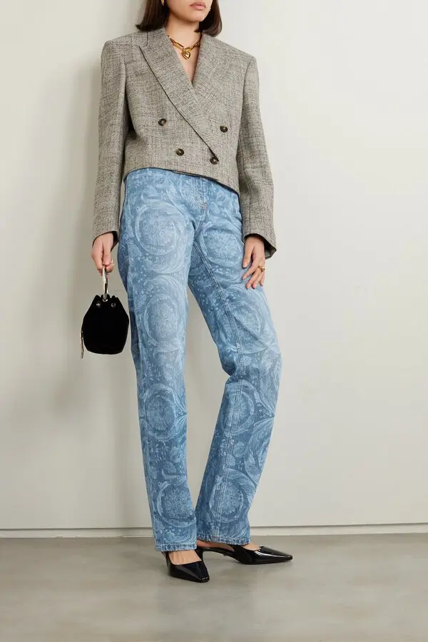 Versace Printed High-rise Straight-leg Jeans