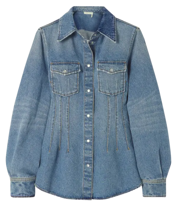 Chloé Net Sustain Distressed Recycled-denim Shirt