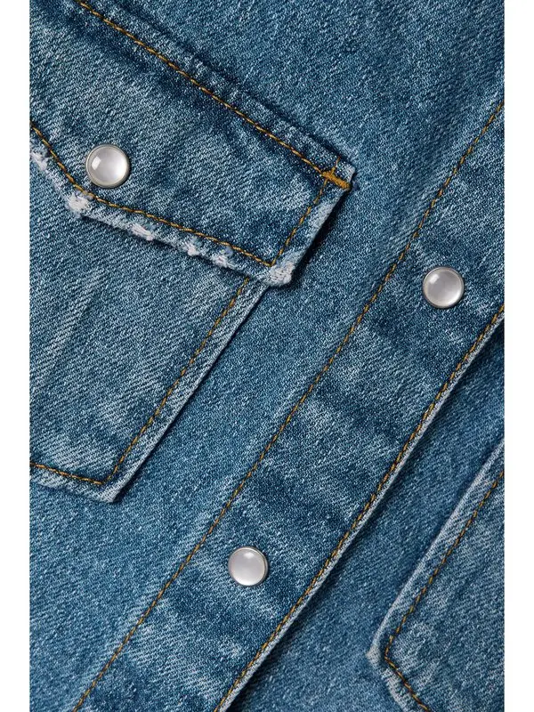 Chloé Net Sustain Distressed Recycled-denim Shirt