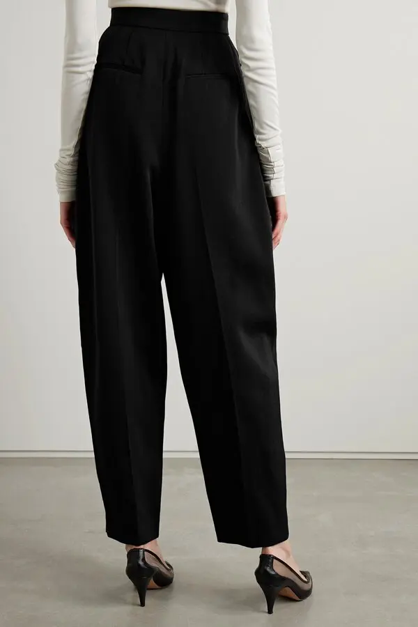 Khaite Ashford Pleated Wool-blend Twill Tapered Pants - Black