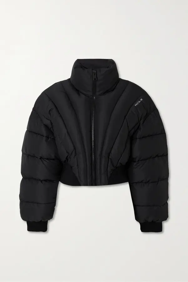MUGLER Cropped Quilted Recycled-shell Jacket
