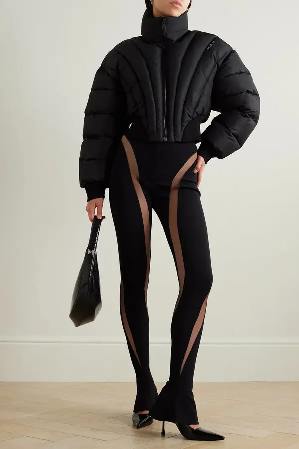MUGLER Cropped Quilted Recycled-shell Jacket