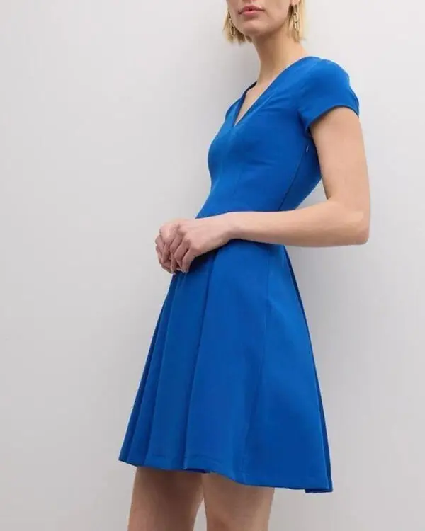 Emporio Armani Emma Pleated Fit-&-flare Mini Dress - Marine Blue