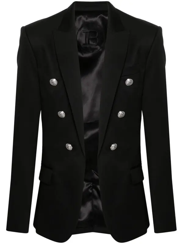 Balmain Button-embellished Wool Blazer - Black