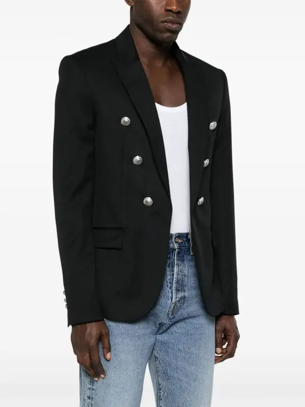 Balmain Button-embellished Wool Blazer - Black