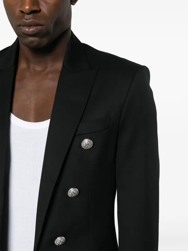 Balmain Button-embellished Wool Blazer - Black
