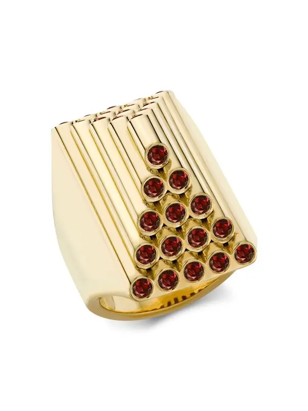 PRAGNELL 18kt Yellow Pyramid Ruby Ring