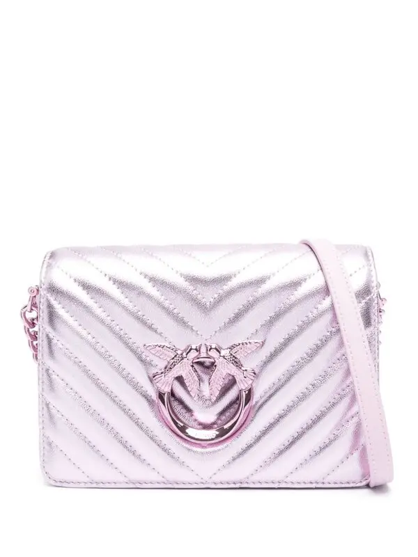 Pinko Matelassé Metallic Crossbody Bag - Purple