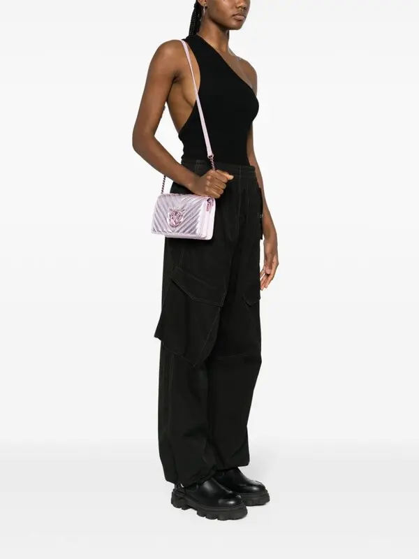 Pinko Matelassé Metallic Crossbody Bag - Purple