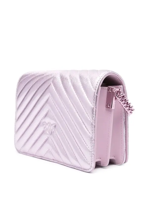 Pinko Matelassé Metallic Crossbody Bag - Purple