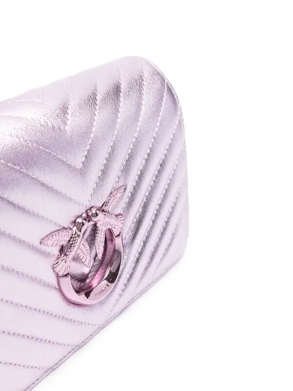 Pinko Matelassé Metallic Crossbody Bag - Purple