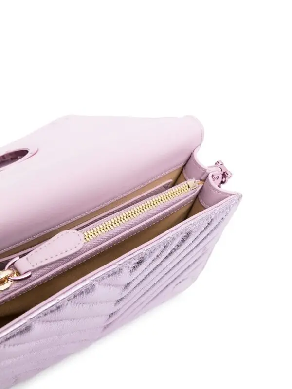 Pinko Matelassé Metallic Crossbody Bag - Purple