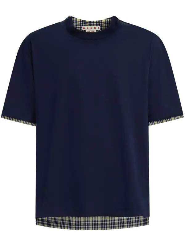 Marni Plaid-check Panel Cotton T-shirt