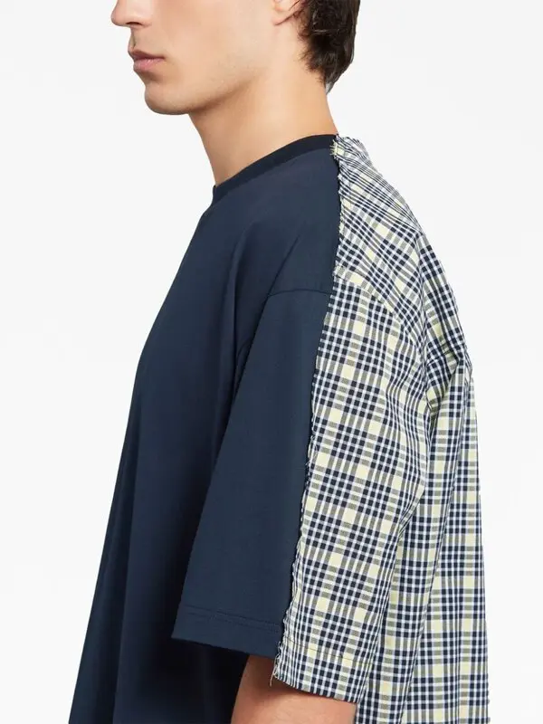 Marni Plaid-check Panel Cotton T-shirt