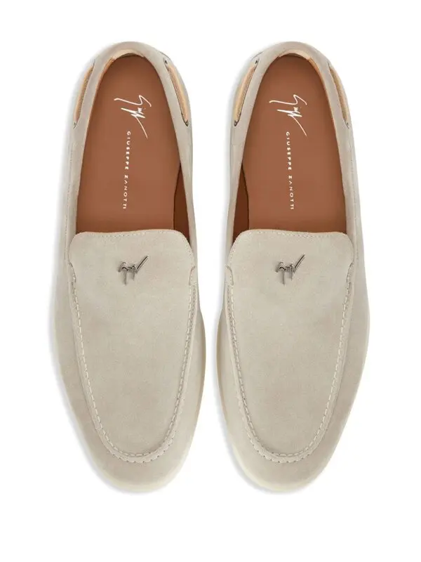 GIUSEPPE ZANOTTI Maui Logo-plaque Loafers - Neutrals