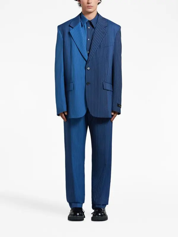 Marni Two-tone Pinstriped Wool Blazer