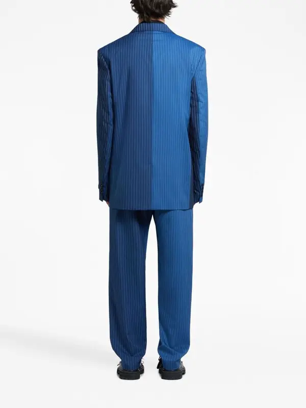 Marni Two-tone Pinstriped Wool Blazer