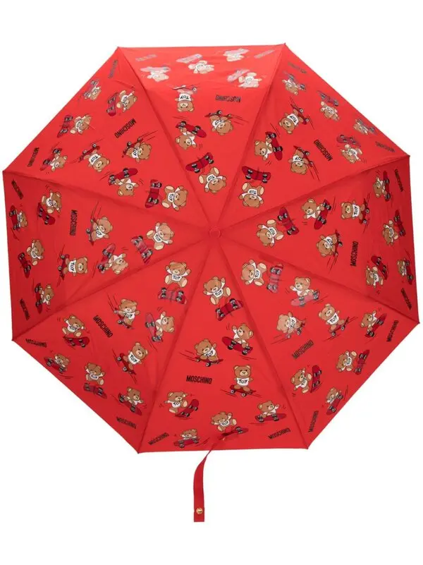 Moschino Teddy Bear Compact Umbrella Red Editorialist