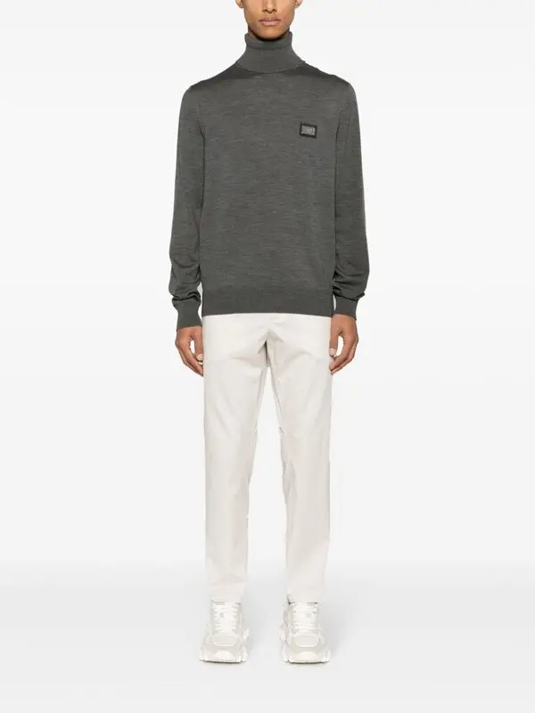 Dolce & Gabbana Logo-appliqué Wool Jumper - Grey