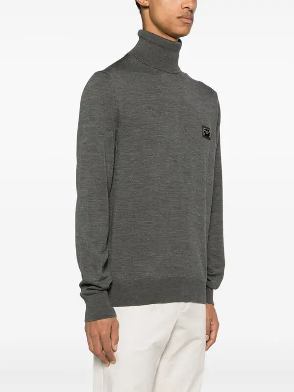 Dolce & Gabbana Logo-appliqué Wool Jumper - Grey