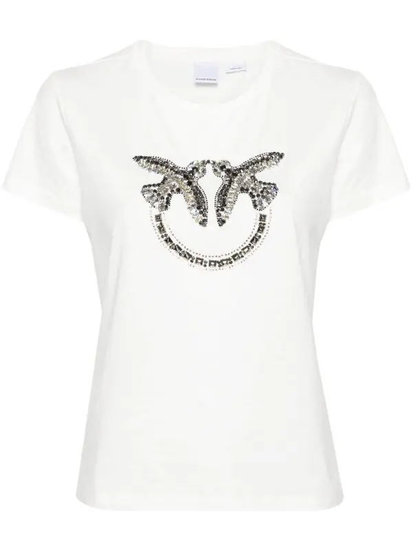 Pinko Love Birds Cotton T-shirt - White