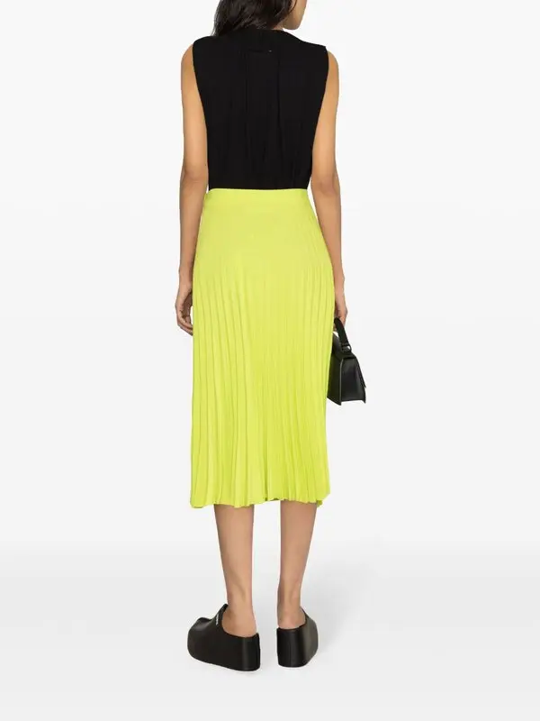 MAISON MARGIELA Pleated Crepe Midi Skirt - Green