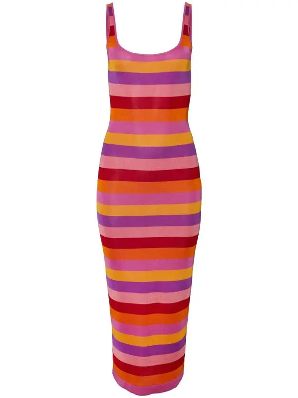Carolina Herrera Striped Knitted Midi Dress - Pink