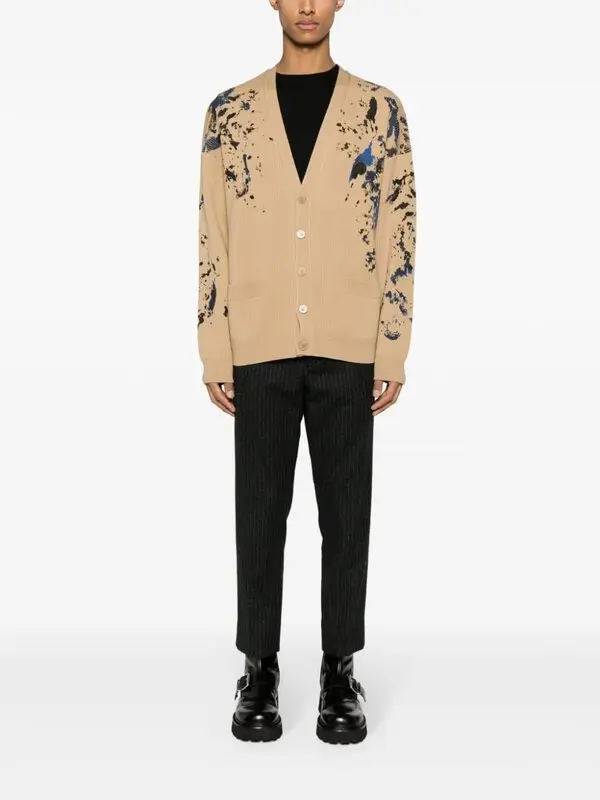Moschino Paint-splatter Wool Cardigan