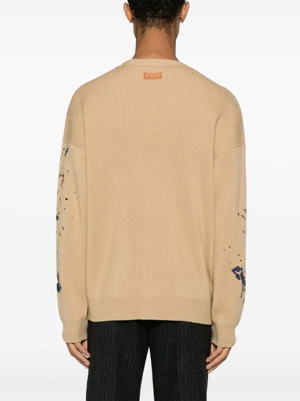 Moschino Paint-splatter Wool Cardigan