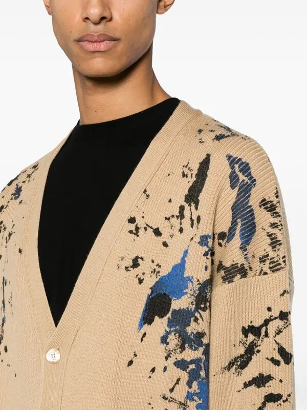 Moschino Paint-splatter Wool Cardigan